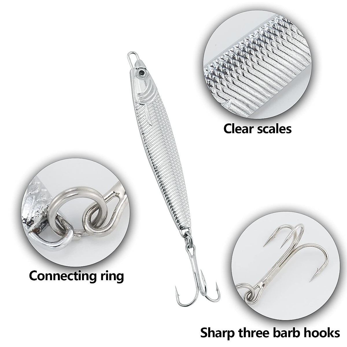 Dr.Fish Fishing Jigs Jigging Spoon Saltwater Fishing Lure Casting Metal Spoon Surf Fishing Mackerel Striper Lures Stinger Bluefish Vertical Diamond Jig Silver 1oz