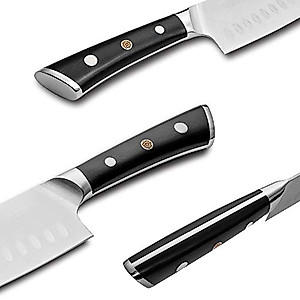 WELLSTAR Kiritsuke Chef Knife, 7 in Vegetable Meat Kitchen Knife with Razor Sharp Powder Steel Edge and Rust-resistant 304 Stainless Steel Blade Infused with Copper and Military Grade G10 Handle