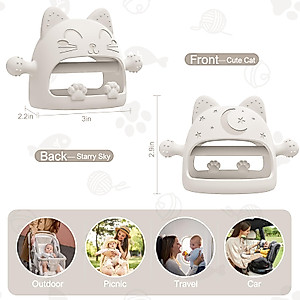 Baby Teether-Teething Toys for Babies 0-6 Months-Silicone Teething Mitt with Cute Cat Shape Baby Toys 6 to 12 Months,Newborn Essentials Must Haves for Teething Relief,Ideal Baby Shower Gifts for Moms