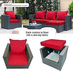 ARTPLAN Indoor/Outdoor All Weather Chair Cushions Set Deep Seat Back Pillows Outdoor Cushions for Patio Furniture