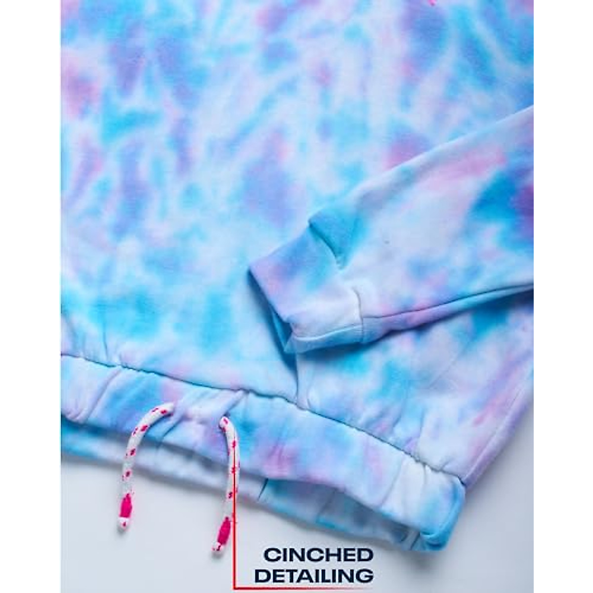 Reebok Girls Sweatsuit - 2 Piece Performance Fleece Sweatshirt and Jogger Sweatpants - Tie Dye Activewear Set for Girls, 7-12, Size 8, Tie Dye Pink