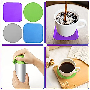 4pcs Jar Gripper Pads, Multifunctional Rubber Jar Gripper Pad Jar Opener Grippers Kitchen Coaster for Elderly Suffering from Arthritis Children Women Weak Hands (4 Colors)