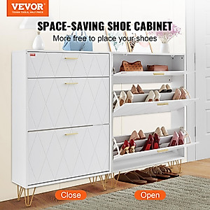 VEVOR Shoe Storage Cabinet for Entryway, 31.5" D x 9.4" W x 47.3" H, Wood