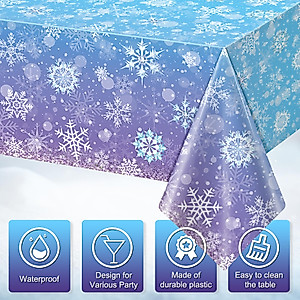 3 Pack Winter Snowflake Plastic Tablecloth Decorations, Blue and Purple Snowflake Winter Wonderland Disposable Table Cover for Christmas Winter Holiday New Year Party Supplies Decorations, 54x108 Inch