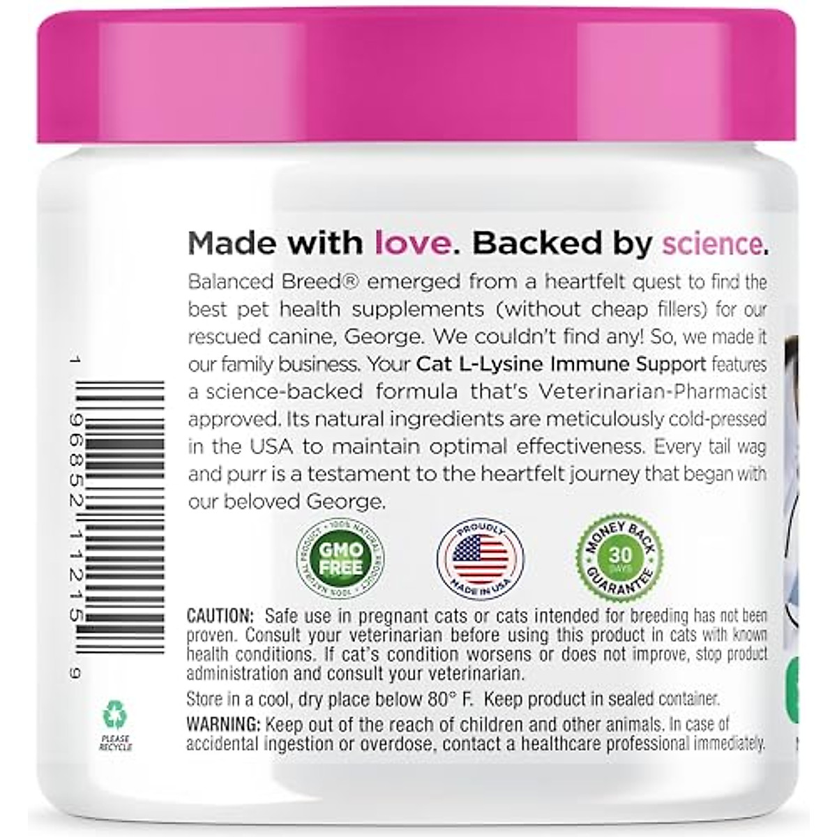 Balanced Breed L-Lysine Cats Immune Support Soft Chews Made in USA Non-GMO Vet-Pharmacist Approved Krill Oil Omega 3 Cat Vitamins Indoor Cats Supplements Asthma Relief Cat Lysine Allergy Relief 60 ct.
