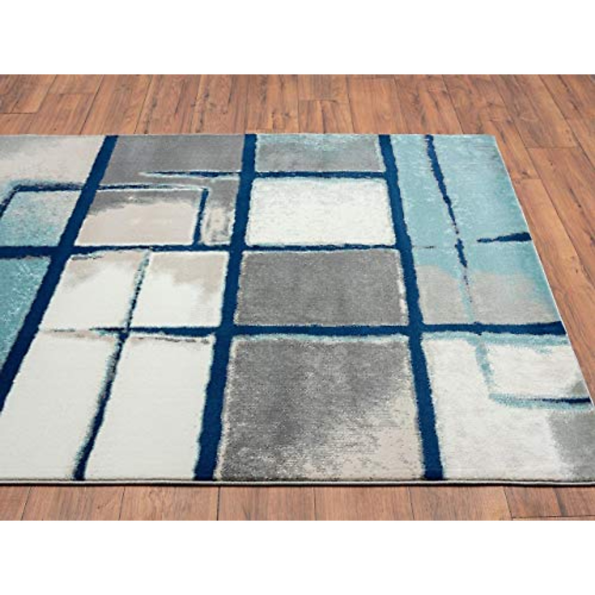 LUXE WEAVERS Lagos Collection 9218 Blue 6x9 Art Deco Geometric Area Rug