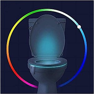 I-pure items 16-Color Toilet Night Light - Motion Activated Detection Bathroom Bowl Lights - Funny Birthday Gifts Idea for Dad, Mom, Men, Women & Kids - Christmas Stocking Stuffers - Cool Gadget