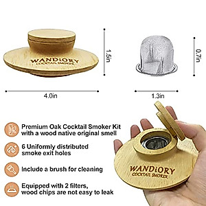 Cocktail Smoker Kit with Torch, WANDiORY Bourbon Whiskey Drink Smoker Infuse Kit with 4 Flavors Wood Chips, Old Fashioned Smoker Kit, Bourbon Whisky Gifts for Men Him