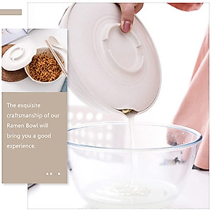 Kichvoe 1 Set Instant Noodle Bowl Rice Bowl Porcelain Ramen Bowl Ramen Bowl with Chopstick Ceramic Bowl with Lid Fruit Bowl Melamine Bowls Dessert Cereal Ceramics White Unbreakable Bamboo