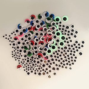 Vanteexpro Craft Googly Wiggle Eyes with Self Adhesive, 1000pcs Mix Size and Colored Googly Eyes with Eyelashes