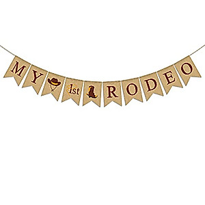 Jute Burlap My 1st Rodeo Banner Cowboy Wild West Boy Girl First Birthday Party Photo Booth Backdrop