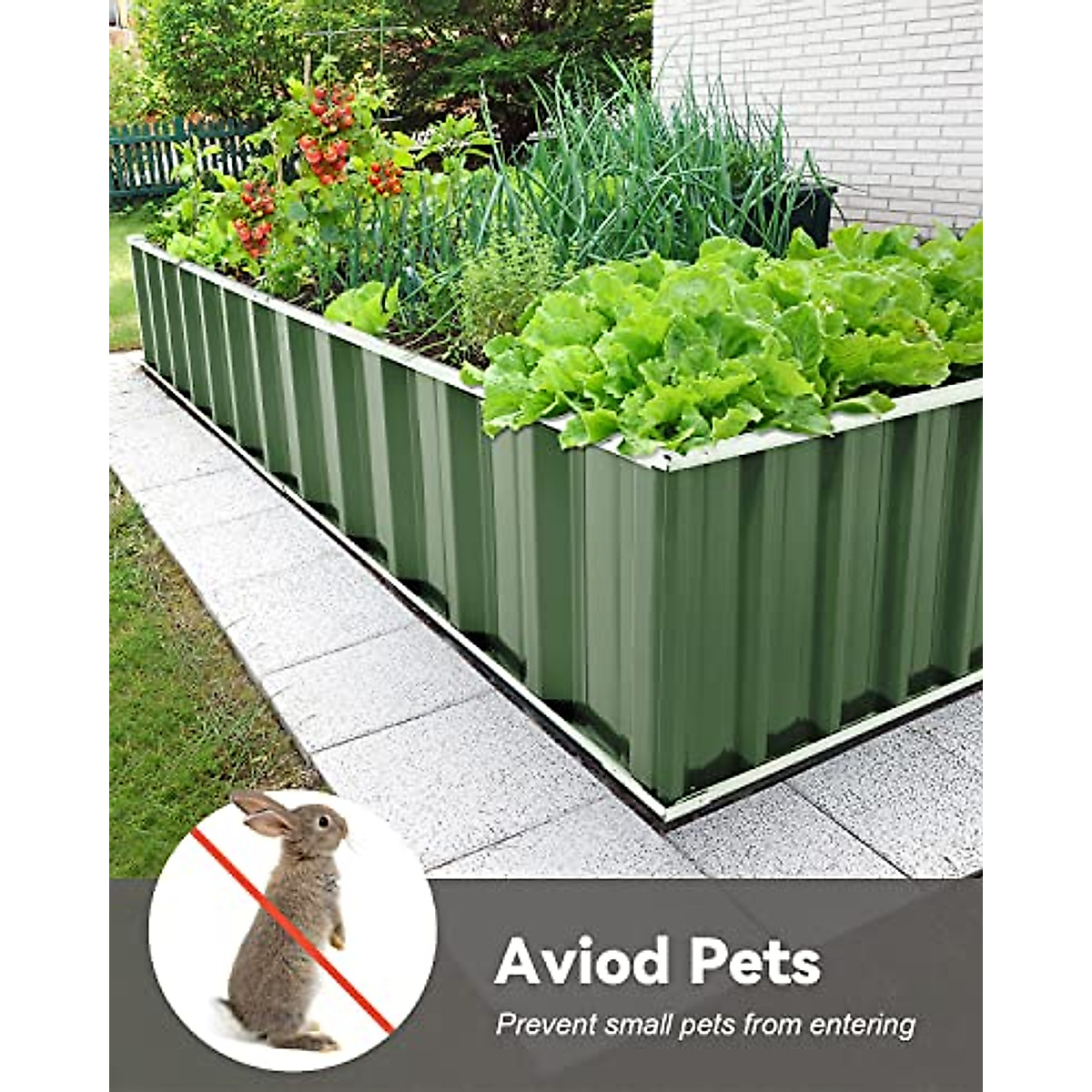 KING BIRD 6x3x1.5ft Galvanized Raised Garden Bed Outdoor Heightened Steel Metal Planter Box for Deep-Rooted Vegetables, Flowers, Large Raised Bed Kit(Green)