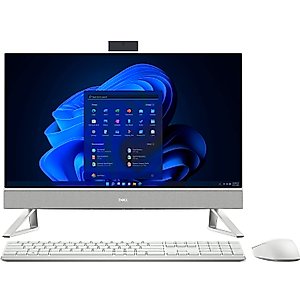 Dell 2022 Inspiron 5410 24-inch FHD Touchscreen All-in-One Desktop 10-Core 12th Intel Core i5-1235U Iris Xe Graphics 12GB DDR4 256GB NVMe SSD + 1TB HDD WiFi 6E Bluetooth RJ45 Windows 11 Pro - Silver