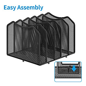 Simple Trending 2 Pack Mesh Desktop File Sorter Organizer, 5-Section Bookshelf for Desk Home Office, Black