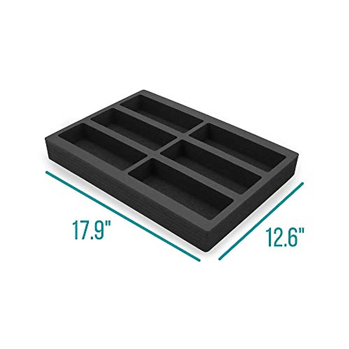 Polar Whale 2 Tea Bag Storage Deluxe Organizers Tray Drawer Bin Insert for Kitchen Home Office Condiments Packets Waterproof Washable Black Foam 6 Compartment 12.6 X 17.9 Inches