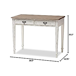 Baxton Studio CHR4VM/M B-CA Desk, 30.2" x 39.5" x 19.75", White