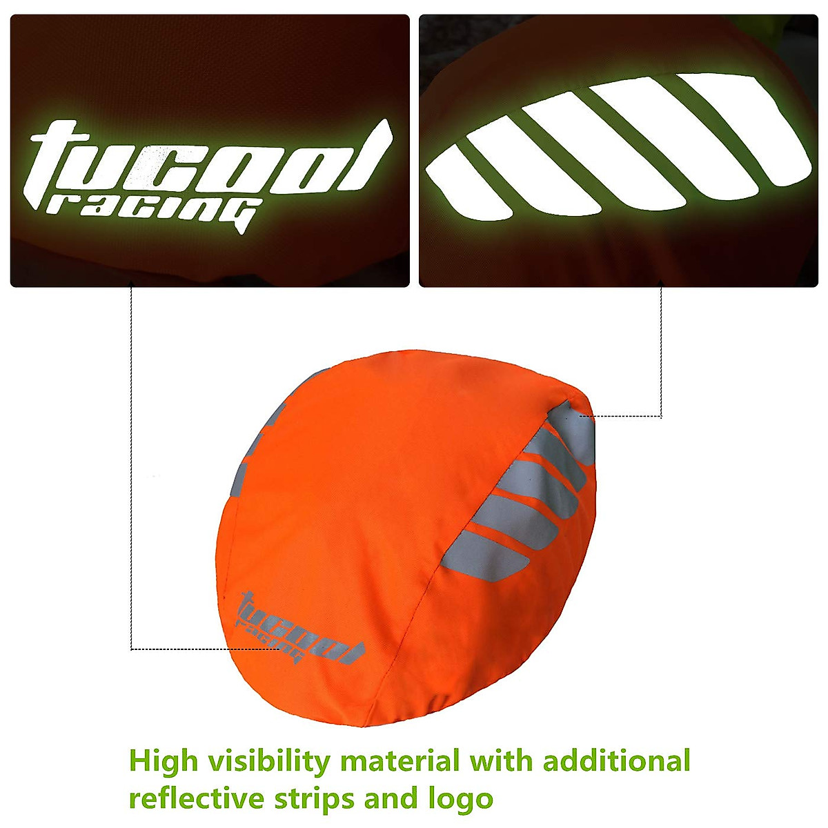 Tucool Racing Night Visual Waterproof Windproof Bike Bicycle Helmet Cover Cycling Rain Cover (Fluorescent Orange)