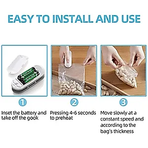Mini Bag Sealer Heat Seal, 2 in 1 Sealer and Cutter Portable Mini Sealing Household Machine with Detachable Hook for Plastic Bags