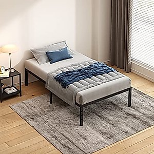 HLIPHA Twin XL Size Metal Platform Bed Frame with Heavy Duty Metal Slat Support,14" Height Easy Assembly Mattress Foundation,No Box Spring Needed,Black