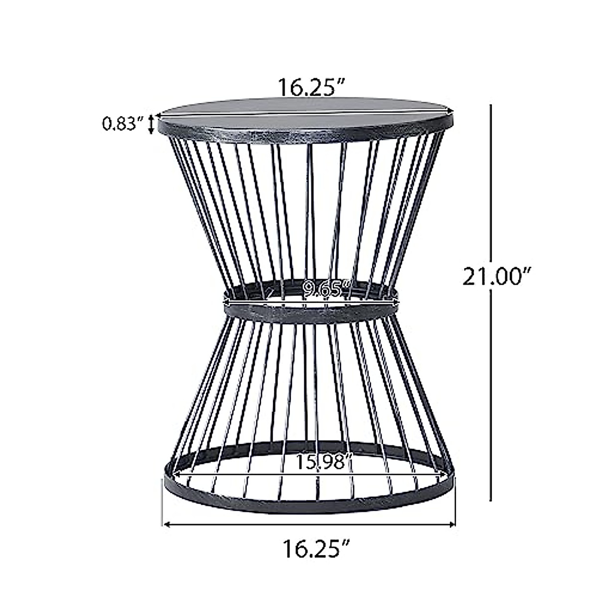 Christopher Knight Home Lassen Outdoor 16" Iron Side Table, Matte Black