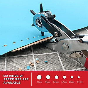Leather Hole Punch Tool,Belt Hole Puncher,Leather Punch Plier,Revolving Punch Plier Kit Punching,Leather Stamping Tools Used in Various Leather Materials.eg:Belt,Leather,Purse Strap,Watch Strap ect.