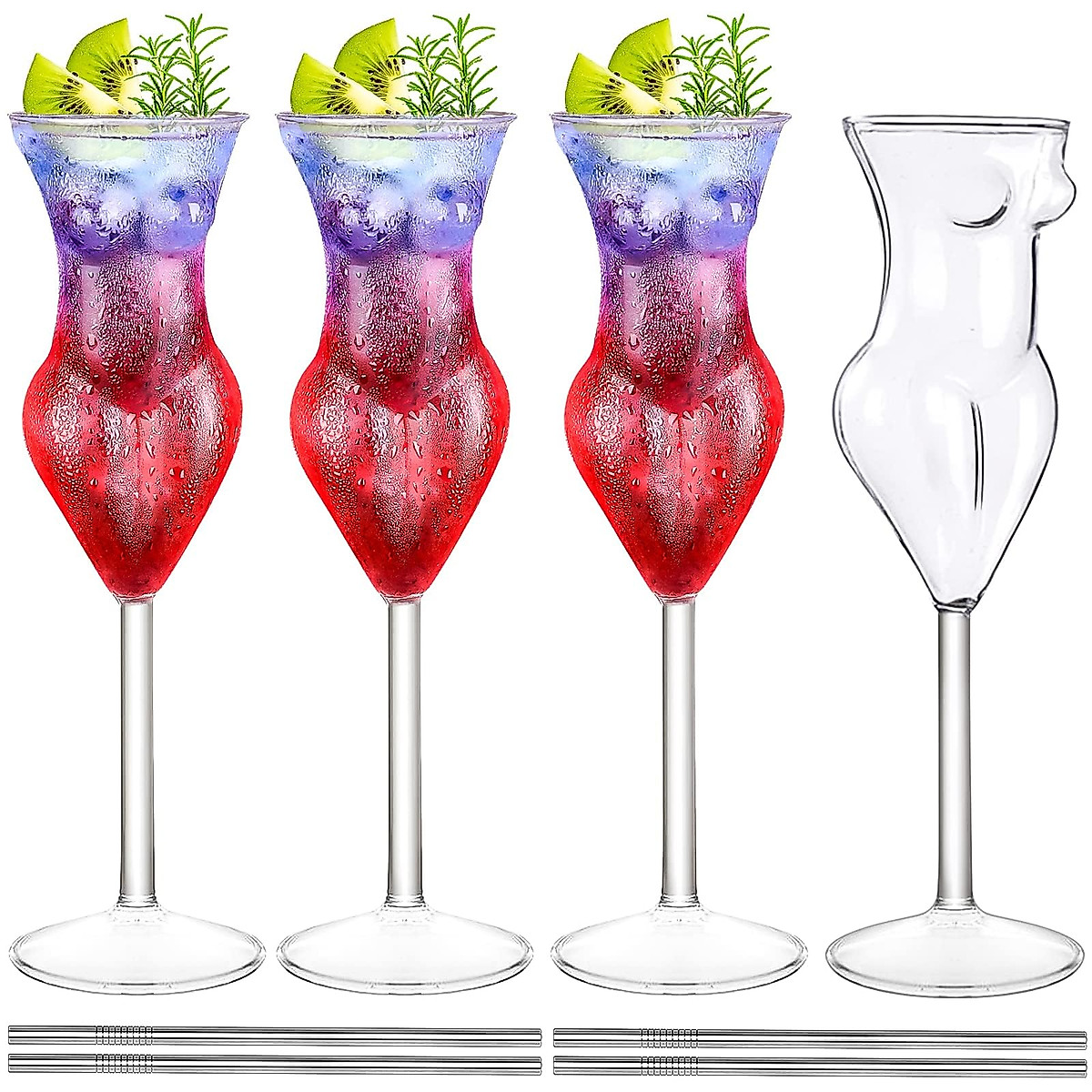 Wine Glass Cocktail Glasses Set of 4 Beauty Lady Woman Goblet Glass Drinking Cups 6.8oz Glassware for Cocktails Whiskey Wine Beer Milk Champagne Juice Home Party