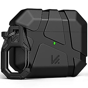 KMMIN Airpods 3rd Generation Case with Keychain Hard TPU Full-Body Rugged Protective Airpod Case 3rd Generation Airpod 3 Case for Men Women Wireless Charge Front LED Visible-Black