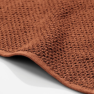 Nate Home by Nate Berkus 100% Cotton Textured Rice Weave 6-Piece Towel Set | 2 Bath Towels, Hand Towels, and Washcloths, Soft and Absorbent for Bathroom from mDesign - Set of 6, Sienna (Brown)