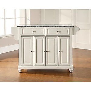 Crosley Furniture KF30003DWH Cambridge Kitchen Island with Solid Grey Granite Top, 52", White