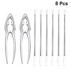 Household Tools Stainless Steel Set 8pcs Lobster Crackers and Picks Set Walnut Opener Crab Leg Tools Stainless Steel Seafood Crackers Forks Nut Set Zinc Alloy Household Tool Set