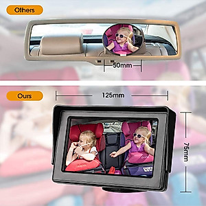 Baby Car Mirror Baby Car Camera 4.3'' HD Baby Car Monitor Baby Mirror for Car Seat Rear Facing with IR light Night Vision Wide View Angle Infant Travel Safety Kit Car Seat Mirror