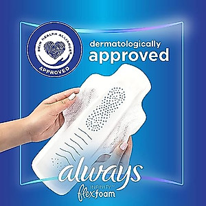 Always Infinity Feminine Pads for Women, Size 4 Overnight Absorbency, with Flexfoam, with Wings, Unscented, 13 Count x 12 Packs (156 Count Total)