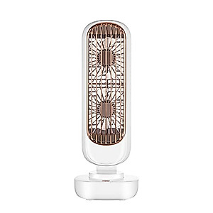 FEER Retro Desktop Fan Three Speed Electric Office Double-leaf Tower Fan Vertical Portable Rechargeable Usb (Color : C, Size : 109 * 109 * 293mm)