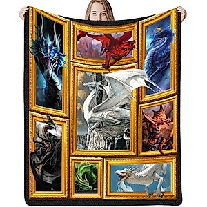 Dragon Blanket for Boys Men Dragon Throw Blanket for Kids Adults Ultra Soft Cozy Flannel Blanket for Couch Sofa ​Bed Blanket (50" x 60")