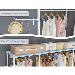 Ulif E3 Heavy Duty Garment Rack, 4 Tiers Freestanding Closet Organizer System with 5 Shelves, Metal Closet Organizer and Storage System for Clothes, Max Load 650lbs, 57.1"W x 14.5"D x 77.3"H, White