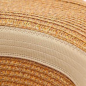 Womens Straw Cowboy Hat Western Beach Sun Hat for Men Wide Brim Fedora Hat Portable Cowgirl Hats Summer Panama Hat Coffee