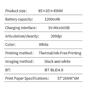 Wisoqu Mini Portable Printer, High Clear Printing, Printing, Office Printing, Thermal Printing, BT Connection for Study and Office (A- Mini Printer)
