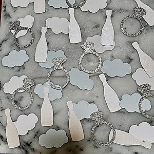 100PCS On Cloud Nine Confetti - Bachelorette Party Table Decoration,Wine Cup Diamond Ring Cloud Paper Scatter for Bridal Shower Party,The Bride Is on Cloud 9 Bachelorette Party Decorations