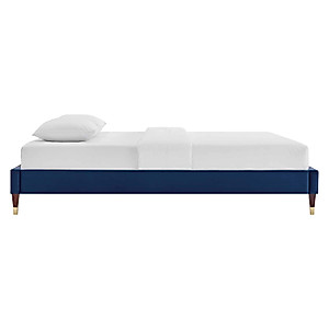 Modway MOD-6271-NAV Harlow King Performance Velvet Platform Bed Frame, Navy