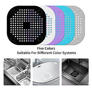 LIEVUIKEN Drain Hair Catcher, Square Drain Cover for Shower, Easy to Install and Clean, Silicone Hair Stopper with 4 Suction Cups Suit for Bathroom, Bathtub, Kitchen 2 Pack