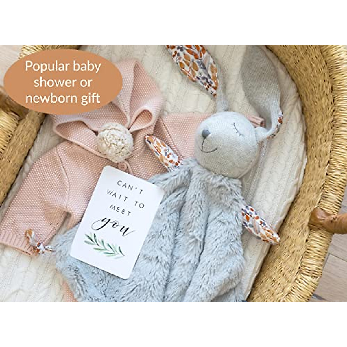 Yuppie Mommy Bonny Bunny Handmade Lovey Security Blanket Gift for Baby Boy or Baby Girl Woodlands Theme— Soft Baby Blanket with Bunny Stuffed Animal with Pacifier Ties Lovies for Newborns and Babies