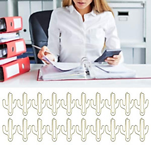 Metal Paper Clip, Marking Clip, Office Accessory Cactus-Shaped Pin 20Pcs for Scrapbooks Office Home Notebooks