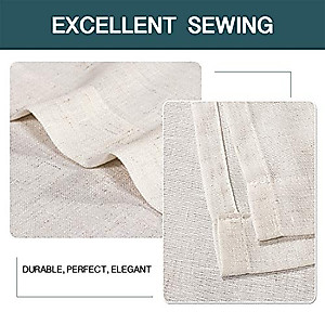 Natural Linen Curtains 108 Inches Extra Long Rod Pocket Semi Sheer Curtain Drapes Elegant Casual Linen Textured Window Draperies, Light Filtering Privacy Added Home Fashion 2 Panels, Natural