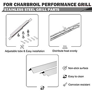 463448021 Grill Replacement Parts Heat Tent Burners for Charbroil Performance Grill Parts 5 Burner 463449021 463451022 463455021 463450022 G327-2100-W1 Heat Shield G325-0002-W1 Burner Tube Replacement