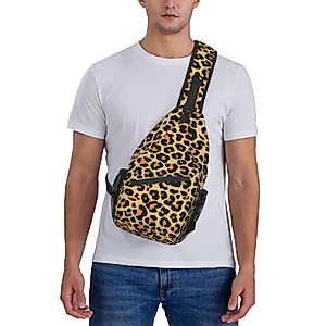 Mounno Leopard Print Sling Bag Leisure Oblique Cross Chest Bag For Men Women,Durable Adjustable Gym Bag Cycling Traveling Hiking Daypack