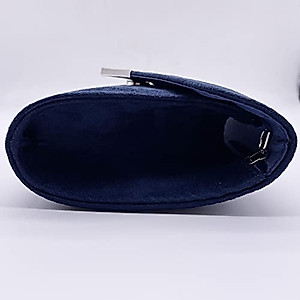 Milisente Solid Clutch Purses For Women Large Wedding Suede Purses For Ladies Evening(Navy Blue)