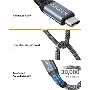 iDsonix for Thunderbolt 4 Cable [USB-IF Certification] Right Angle 90 Degree with 40Gbps Data Transfer, 8K@60Hz/ Dual 4K Displays,PD 100W Charging for MacBooks, iPad Pro, Mac Mini, SSD etc