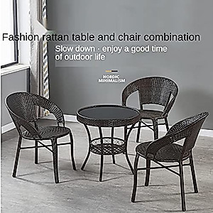 GFHLP Outdoor Garden Furniture Garden Chair Balcony Small Rattan Chair Armrest Chair Leisure Outdoor Woven Teng Chair Retro Simplicity (Color : Black)