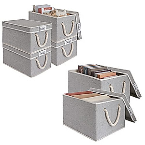 LoforHoney Home Bundle- Storage Bins with Lids, Light Gray, Large 4-Pack & XLarge 2-Pack