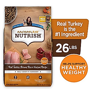 Rachael Ray Nutrish Dry Dog Food, Turkey, Brown Rice & Venison Recipe for Weight Management, 26 Pounds